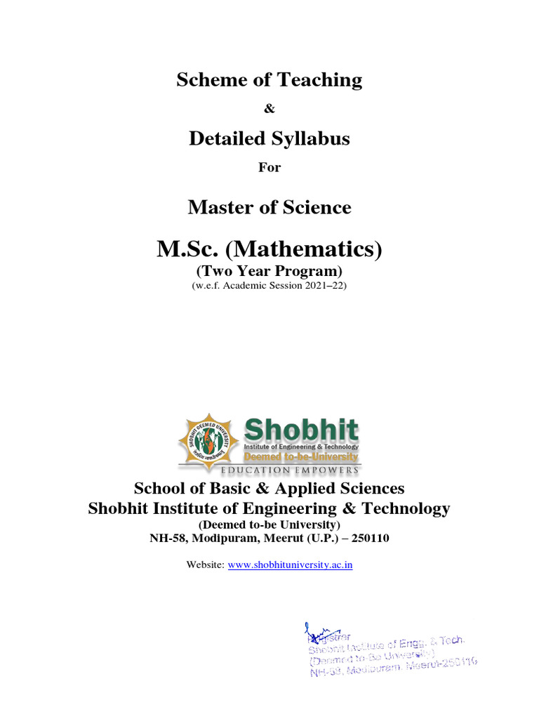 MSc-Maths | PDF | Mathematical Analysis | Differential Equations
