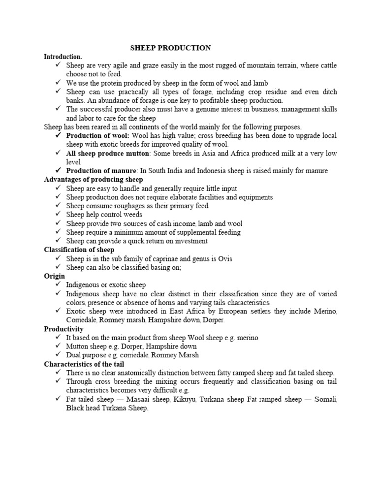 sheep production-converted | PDF | Sheep | Goat
