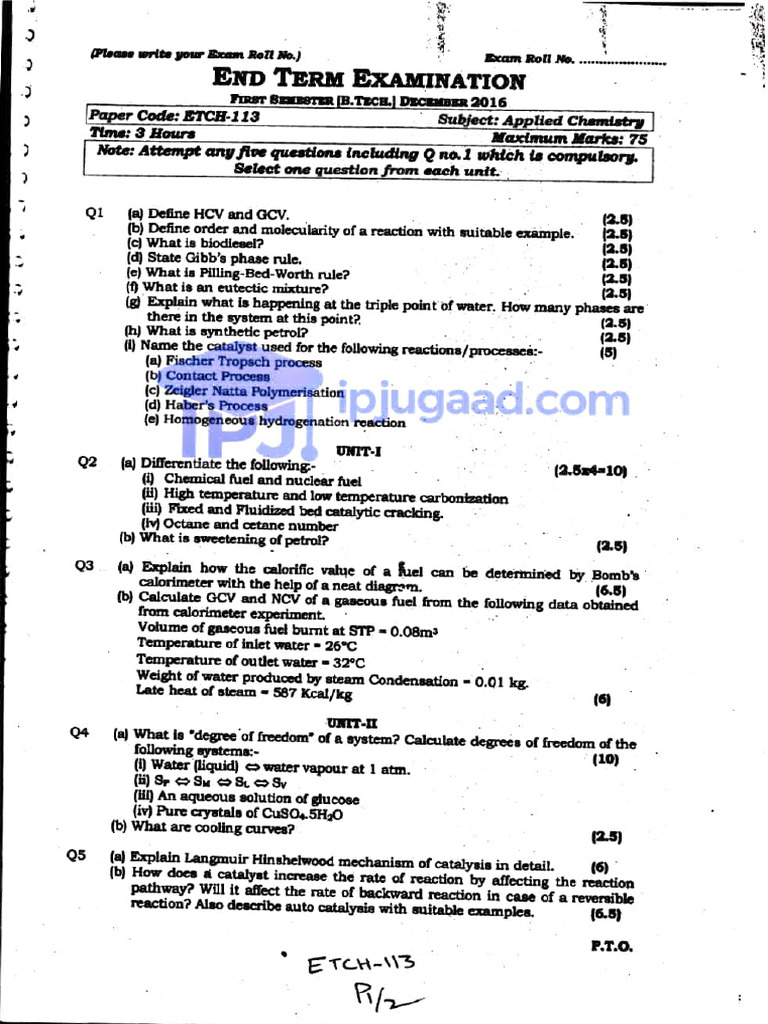 Chemistry Previous Year Question Paper | PDF | Corrosion | Water