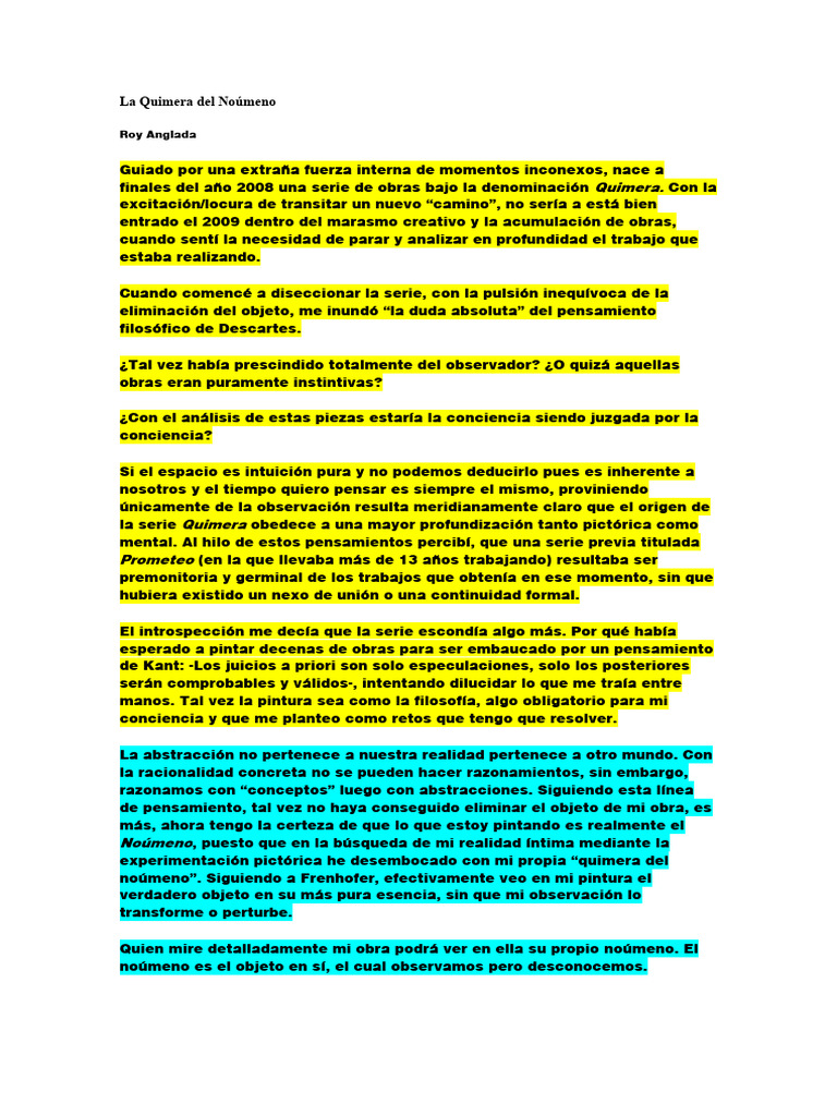 La Quimera Del Noúmeno | PDF | Realidad | Noumenon