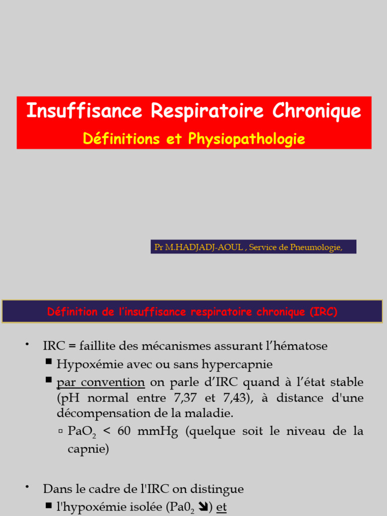01-Insuffisance Respiratoire Chronique | PDF | Poumon | Respiration