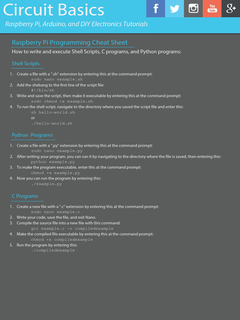 (CHEAT SHEET) Programming On The Raspberry Pi | PDF | Computers