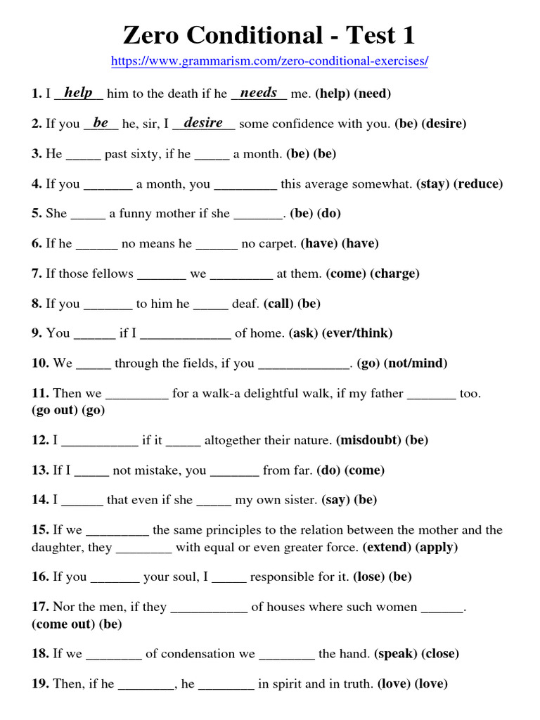 Zero Conditional Practice Quiz | PDF | Language Arts & Discipline | Home & Garden
