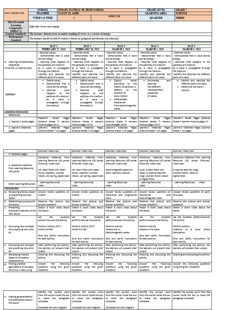 Q3W3 DLL | PDF | Waves | Learning