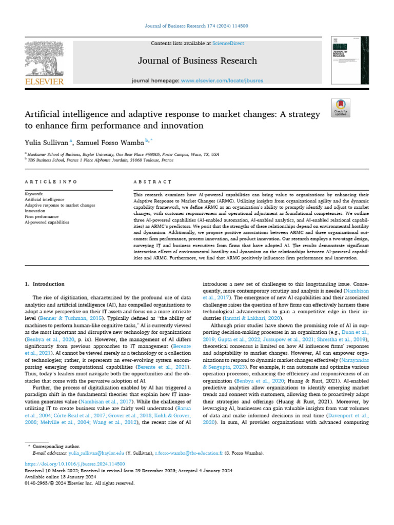AI and Firm Performance | PDF | Artificial Intelligence | Intelligence (AI) & Semantics