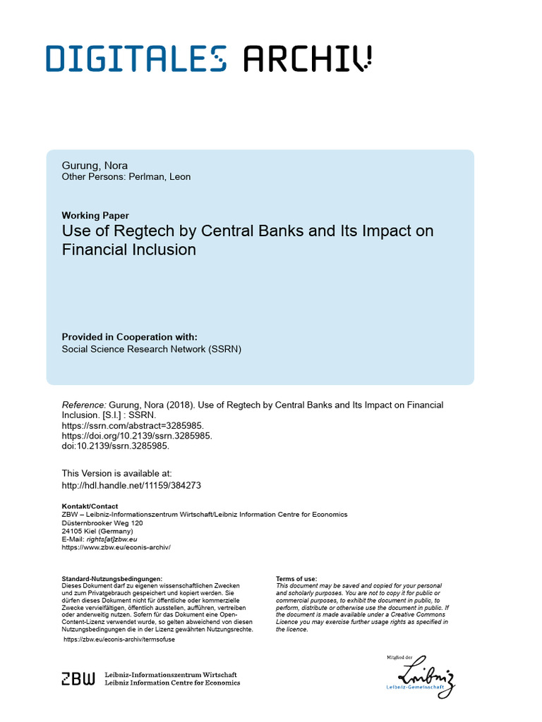 Use of Regtech by Central Banks and Its Impact | PDF | Regulatory Compliance | Banks
