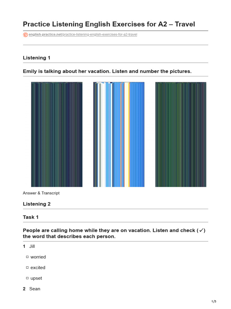 Practice Listening English Exercises For A2 Travel | PDF