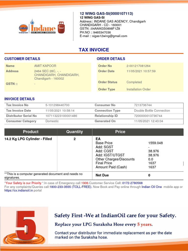 Invoice | PDF | Liquefied Petroleum Gas | Insurance