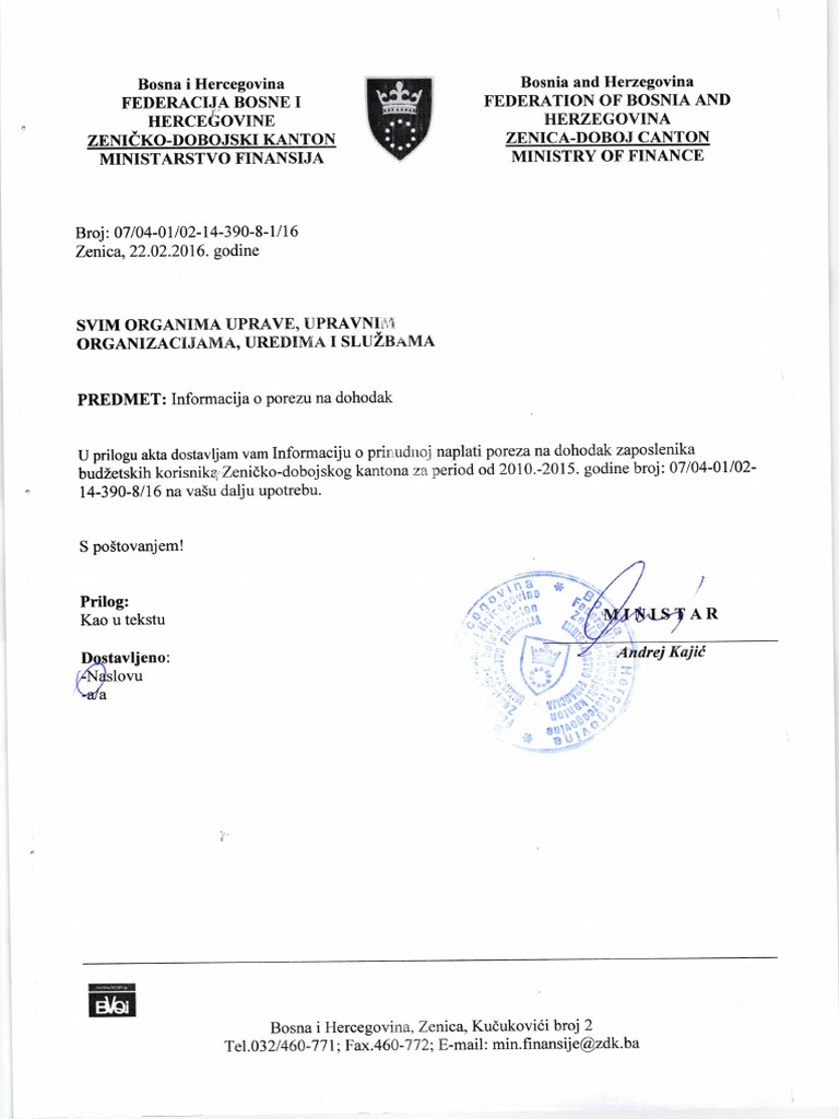 Informacija o Porezu Na Dohodak | PDF