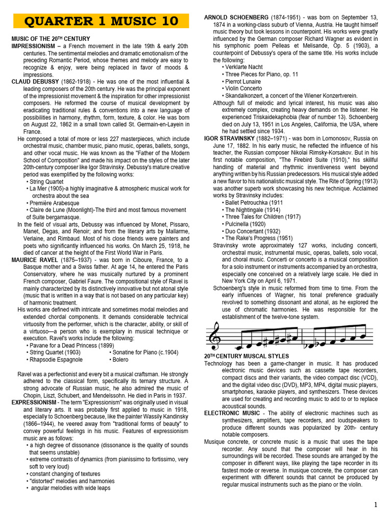 G10 Q1 MAPEH Handout. | PDF