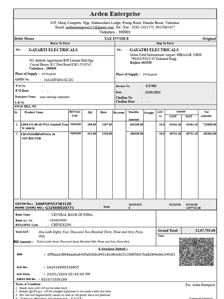 SalesBill GT 983 | PDF | Invoice | Service Industries