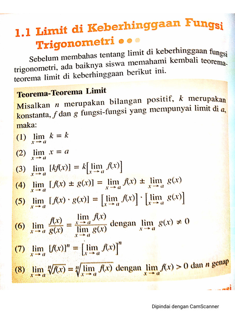 Limit F.trigonometri Dasar (Catatan) | PDF