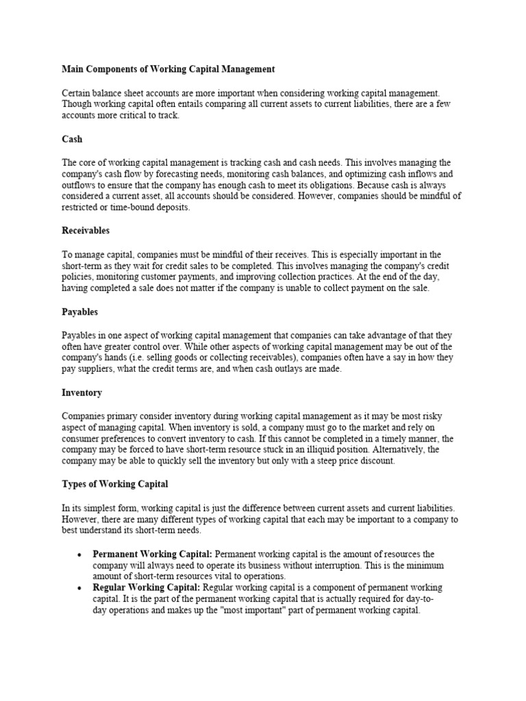Working Capital Management | PDF | Working Capital | Inventory Working Capital Management | PDF | Working Capital | Inventory