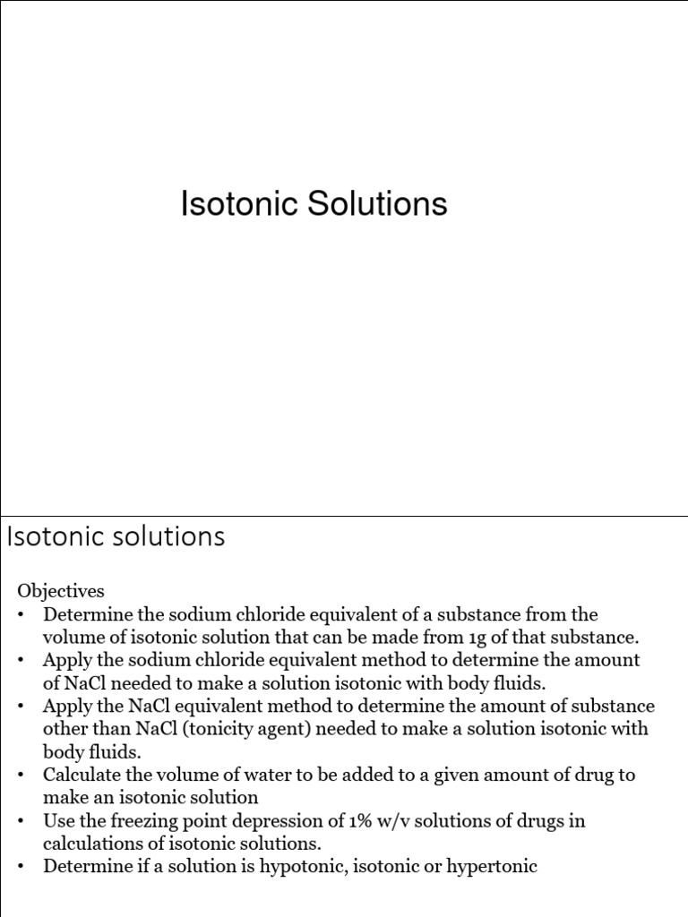 Isotonic Solutions | PDF | Osmosis | Chemistry