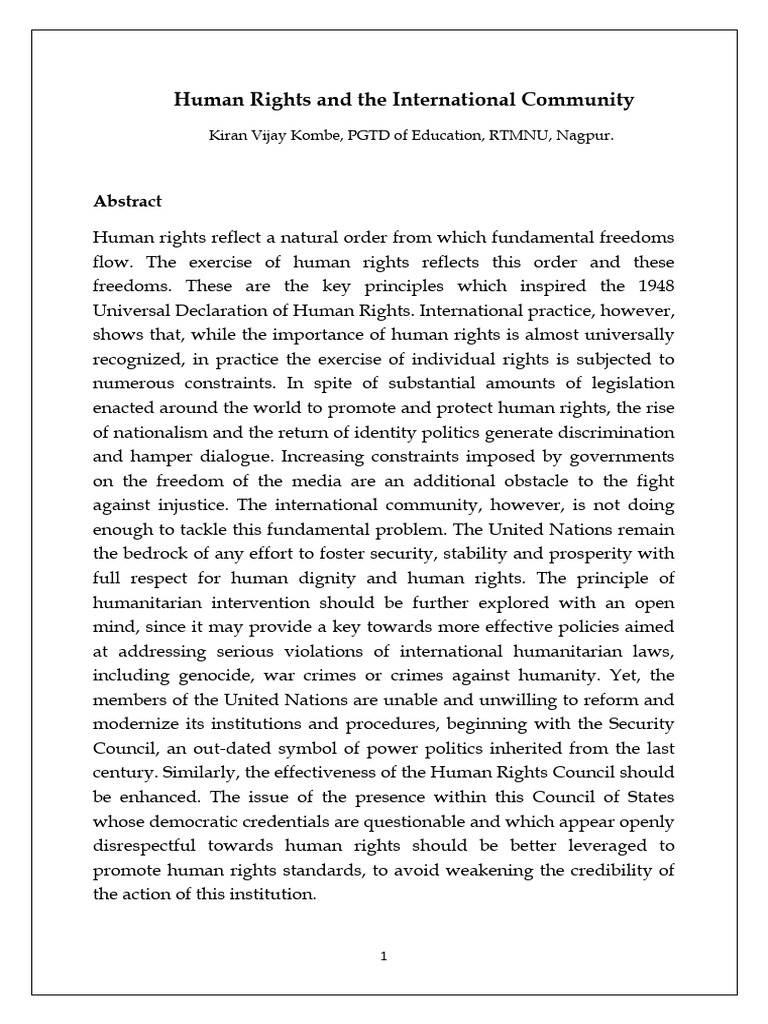 KK HUMAN RIGHTS Research Paper | PDF | Human Rights | Treaty