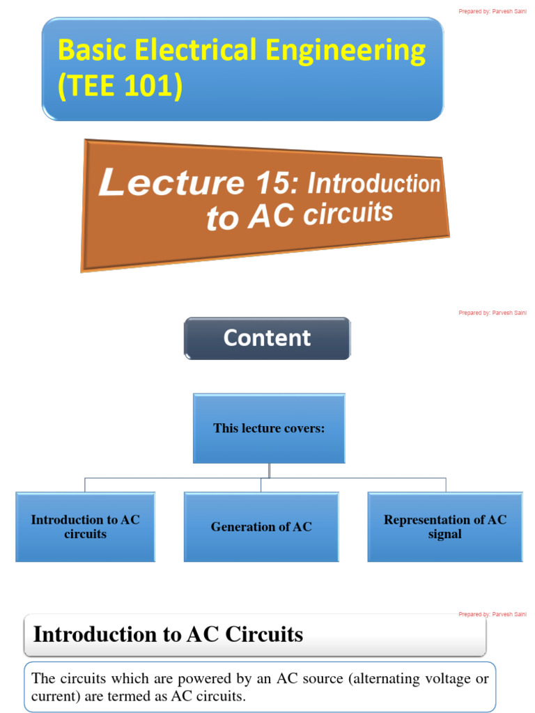 Lecture 15 - Unit 2 - Introduction To AC Circuits | PDF | Alternating Current | Direct Current