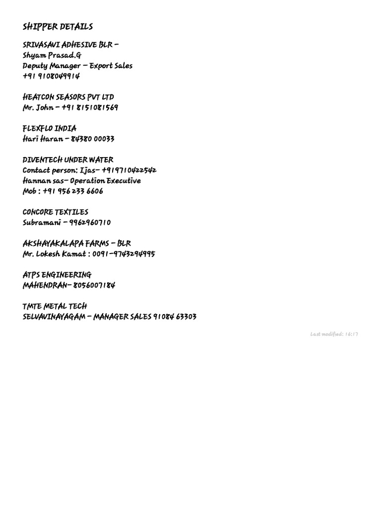 Shipper Details | PDF