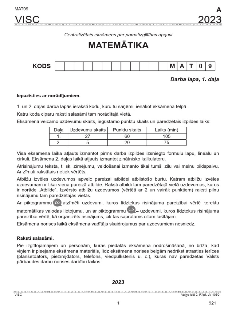 2023 Matematika 9 | PDF