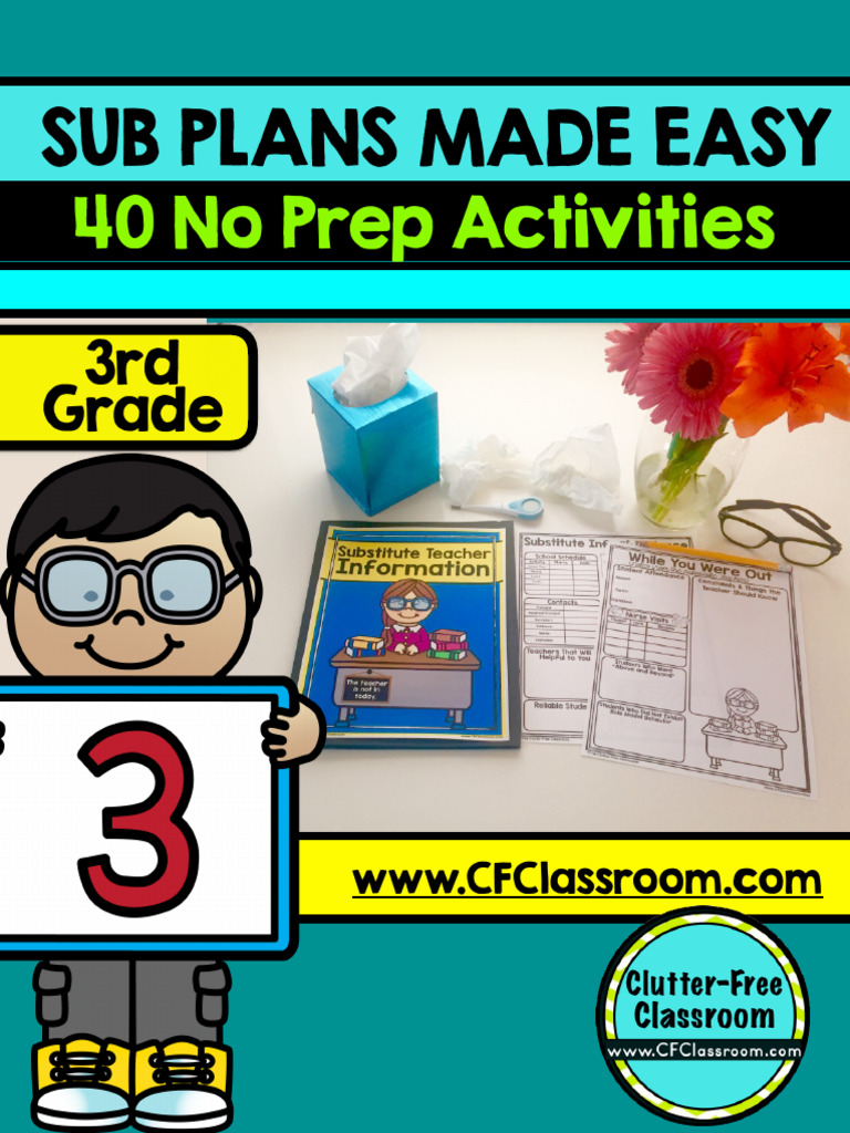 3rd Grade Sub Plans Clutter Free Classroom | PDF