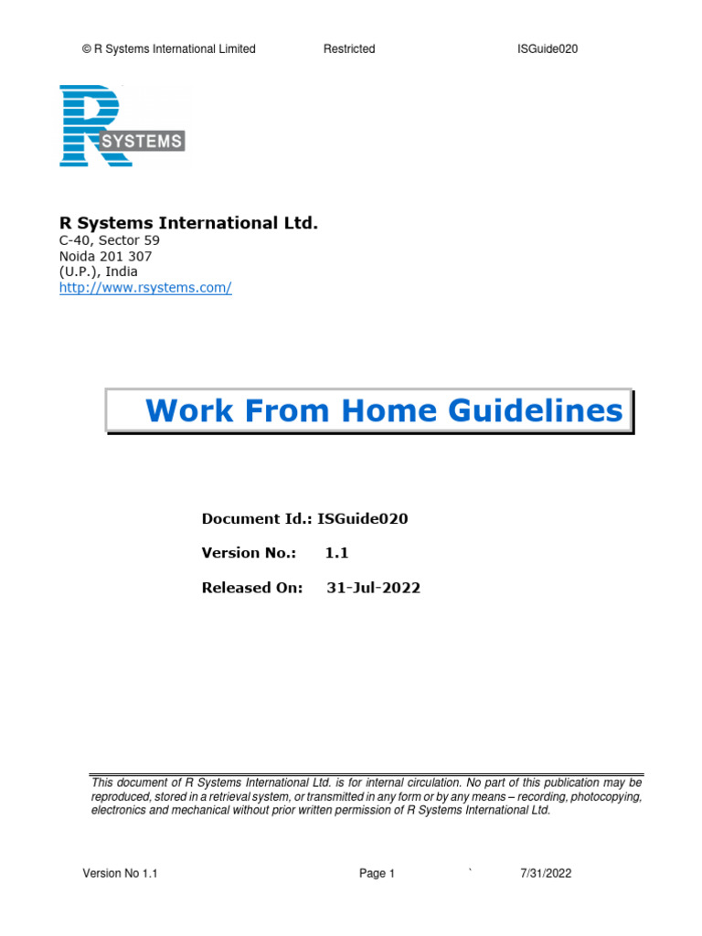 Work From Home Guidelines 2022 | PDF | Computing | Computer Networking