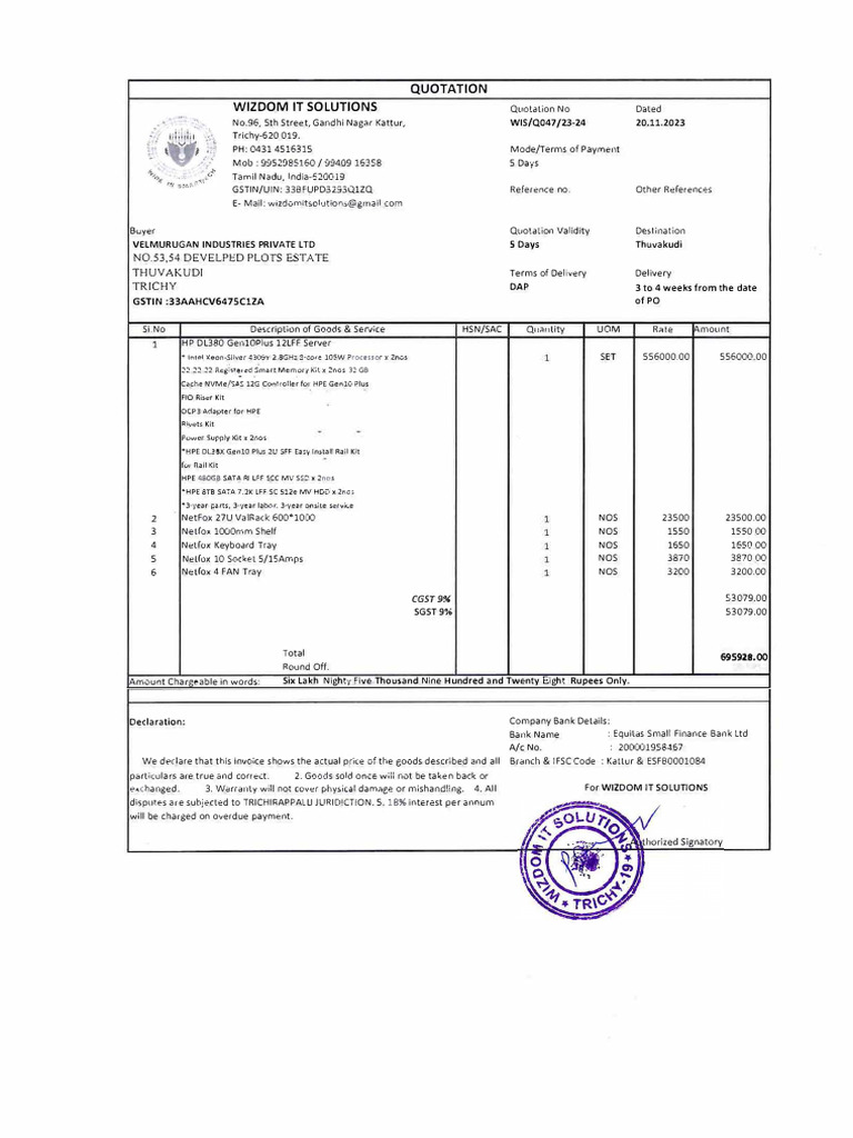 Revised Quotation For HPE & Backup 22-11-23 | PDF