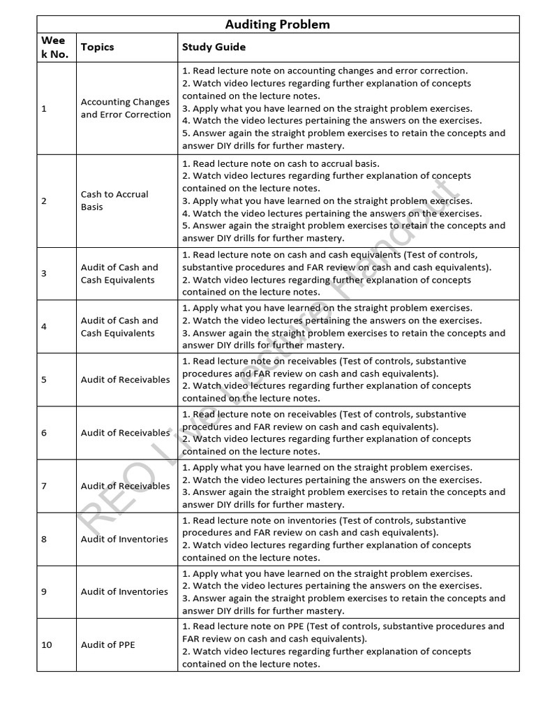 Auditing Problems | PDF | Financial Accounting | Service Industries