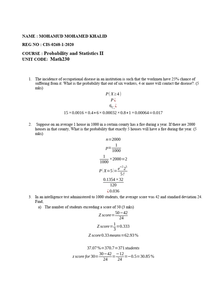 Probability and Statistics II | PDF | Standard Score | Probability Theory