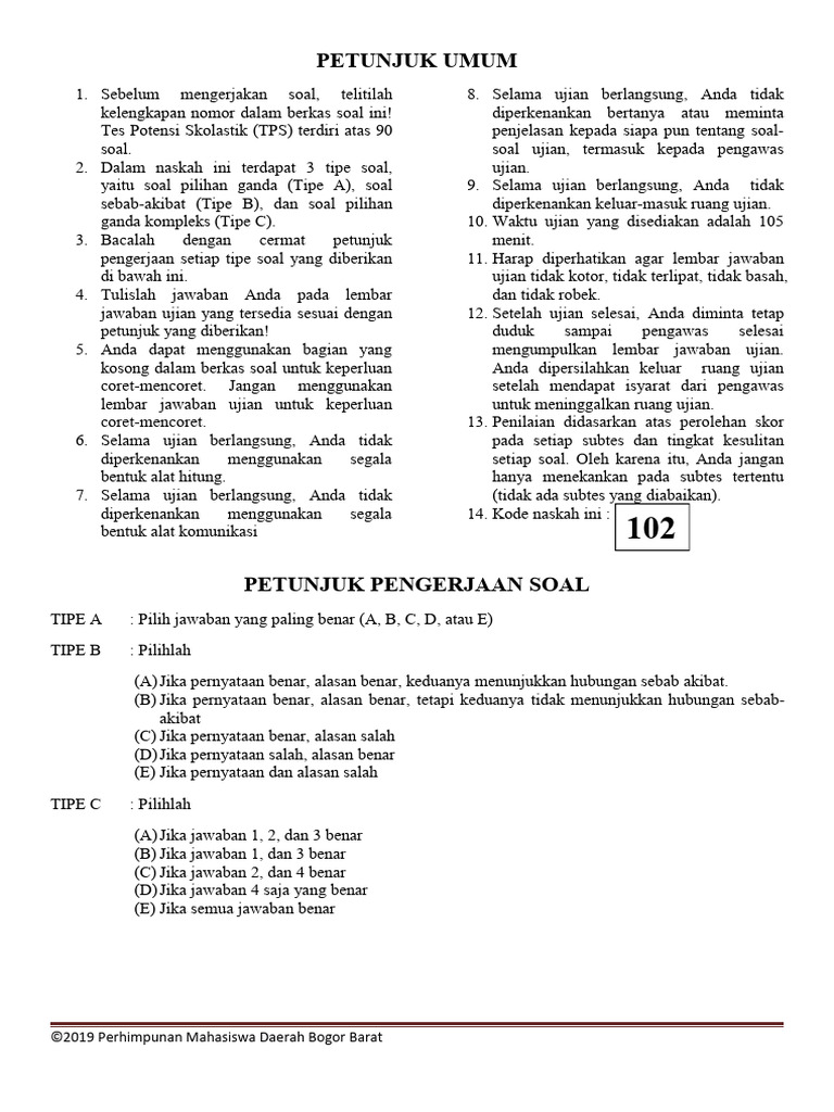 Petunjuk Soal TPS 2 | PDF