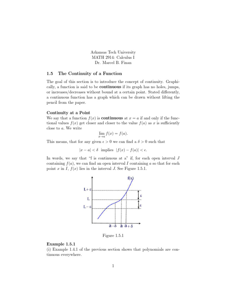 1.5 The Continuity of A Function | PDF | Continuous Function | Mathematical Objects