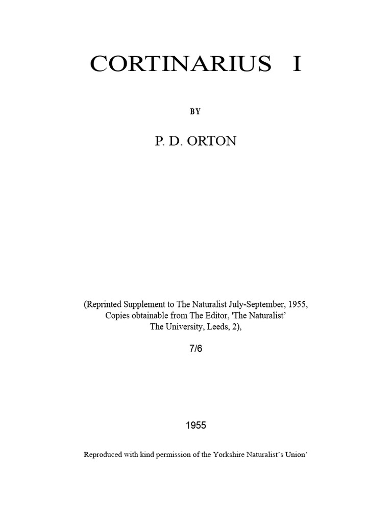 Cortinarius Genus Overview and Key | PDF | Wood | Species
