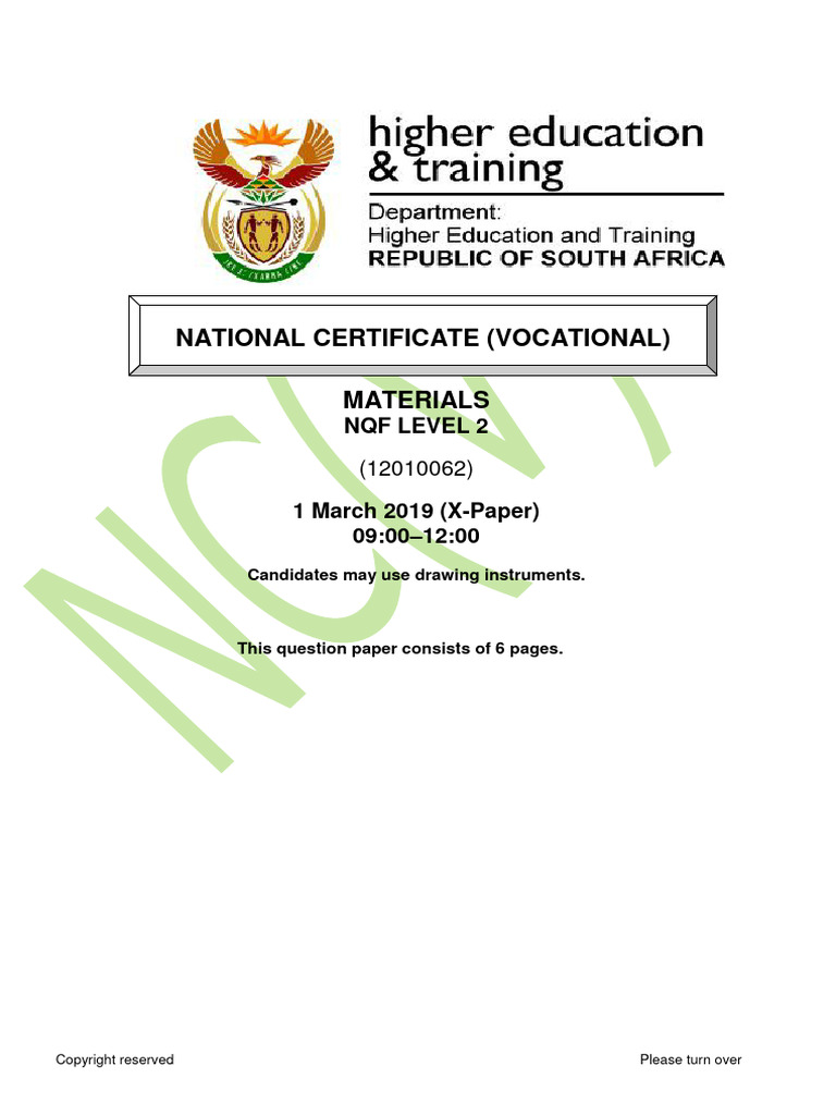 NC1920 - Materials L2 QP Supp 2019 | PDF | Concrete | Mortar (Masonry)