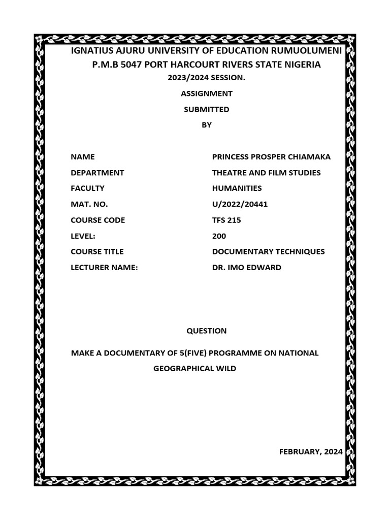 Princess Prosper Chiamaka Assignment | PDF | Biodiversity | Biogeography