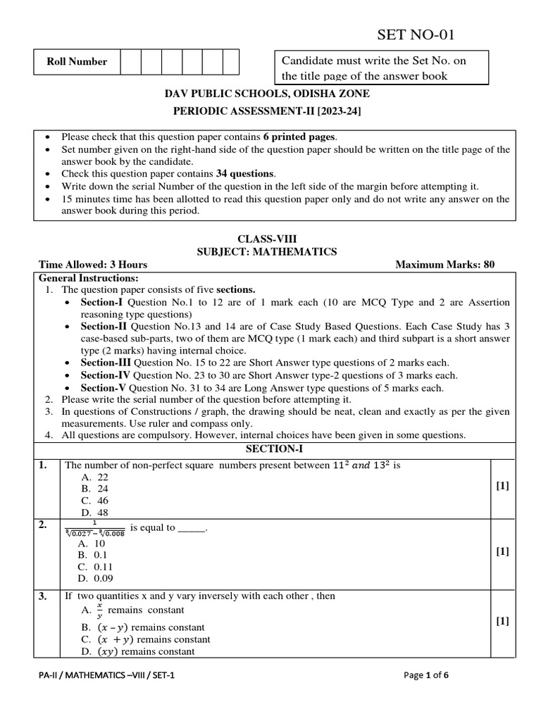 Math Pa-Ii Question Paper Std-Viii | PDF | Geometry | Euclidean Geometry