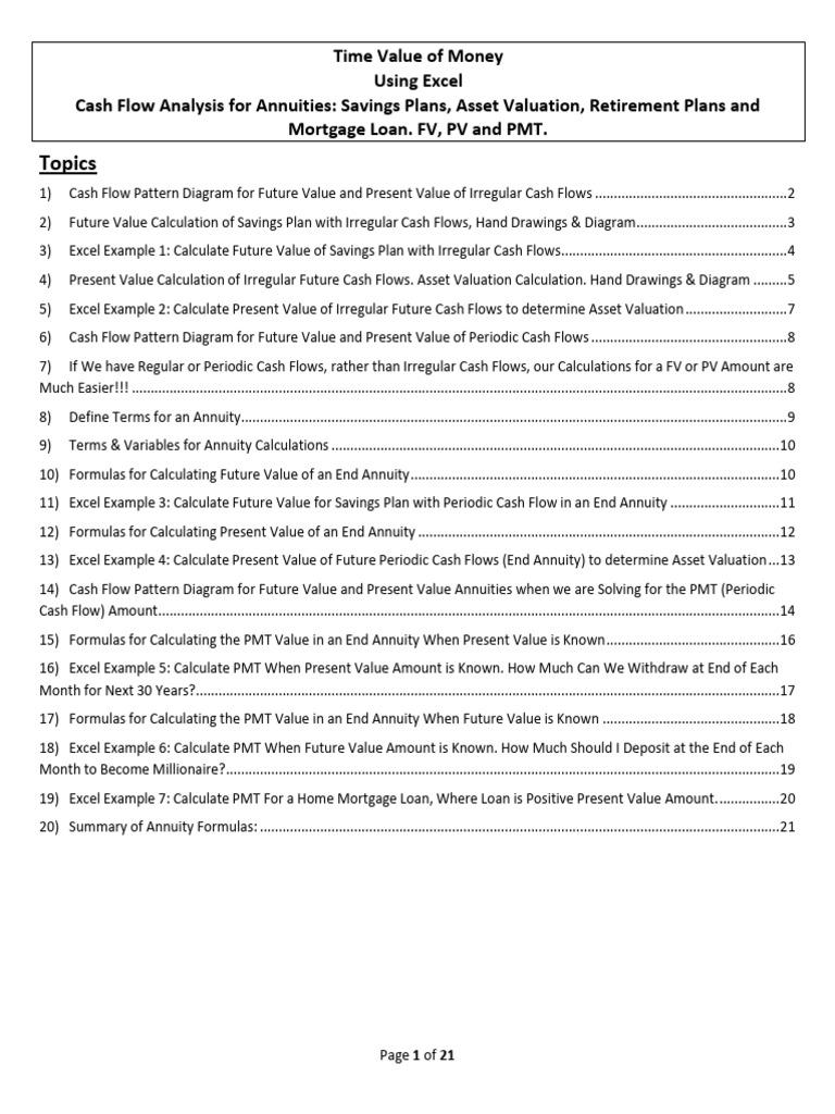 Note On TVM Using Excel | PDF | Present Value | Time Value Of Money