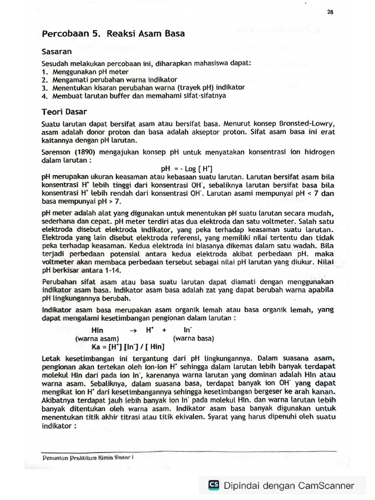 Percb 5. Reaksi Asam Basa | PDF