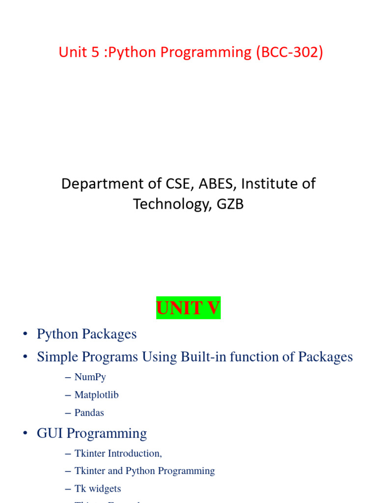 Unit 5-Python Packages 240127 185930 | PDF | Python (Programming Language) | Software Engineering