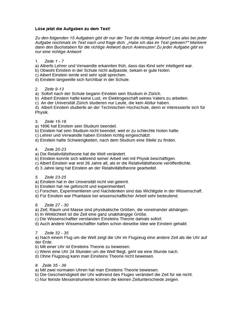 Albert Einstein Aufgabe | PDF