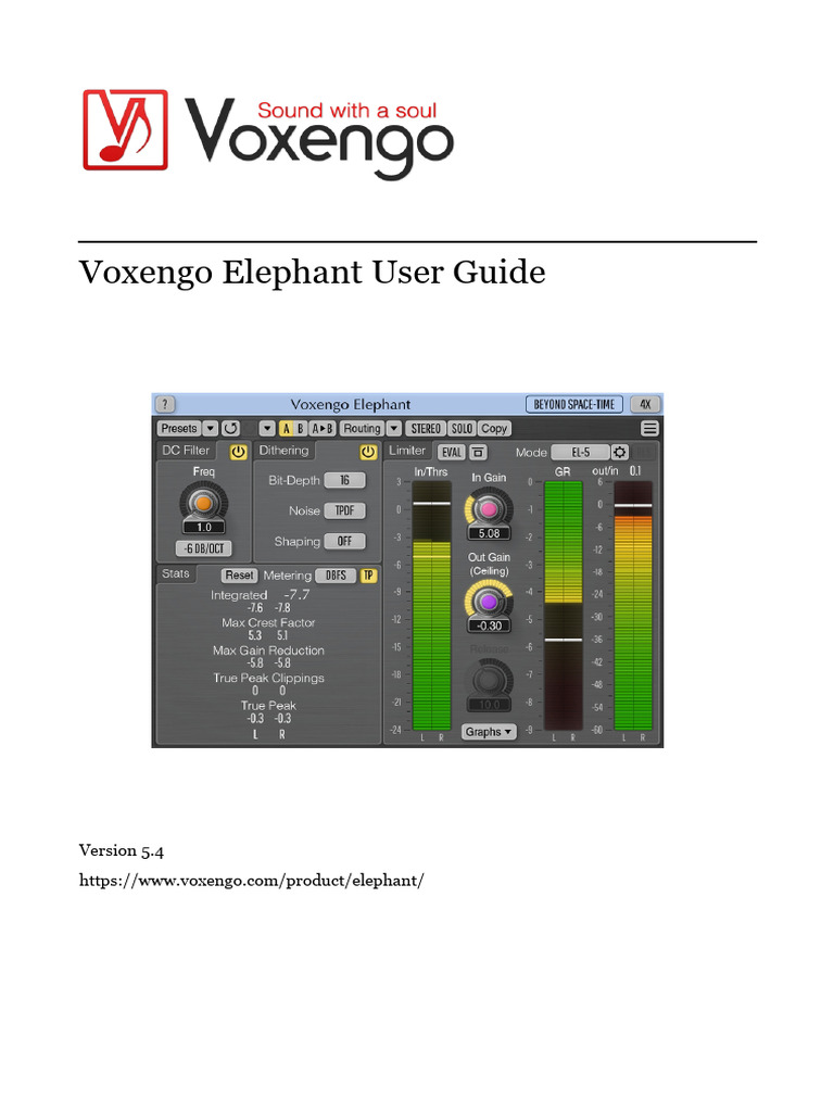 Voxengo Elephant User Guide en | PDF | Sound | Information And Communications Technology