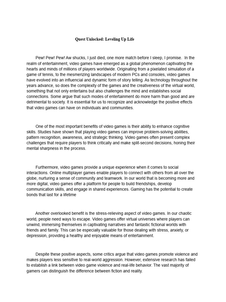 Quest Unlocked Leveling Up Life | PDF | Video Games | Virtual Reality