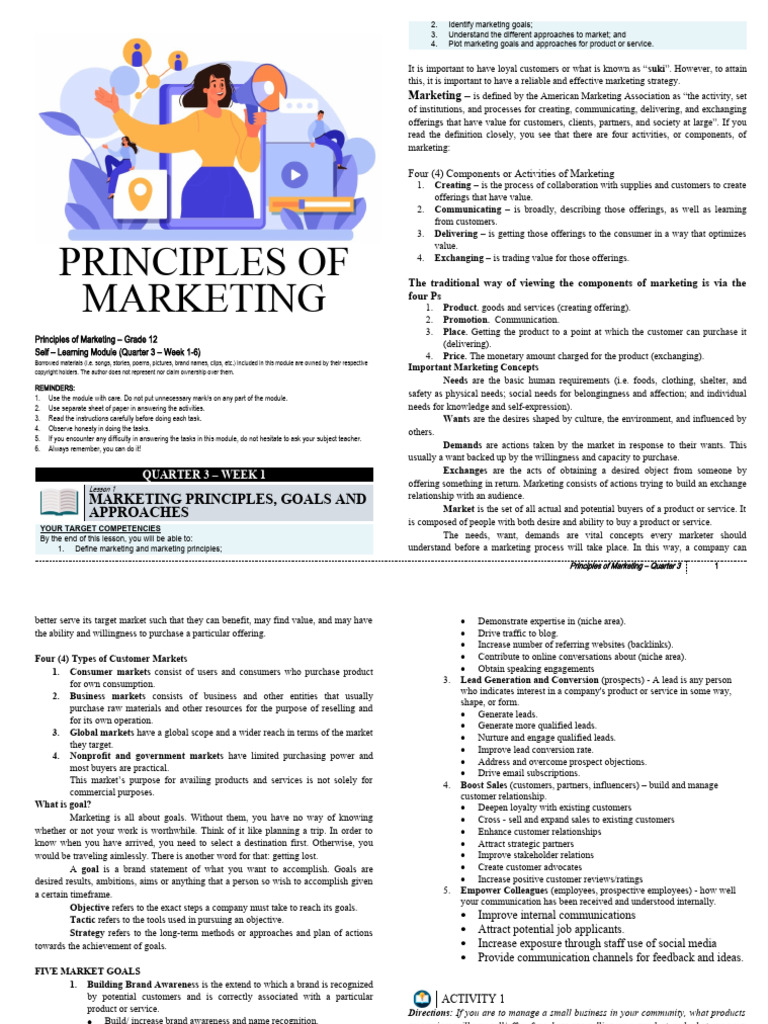Principles of Marketing q3 | PDF | Marketing | Brand