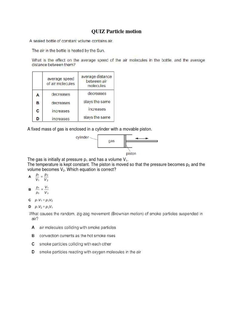 QUIZ Particle Motion | PDF