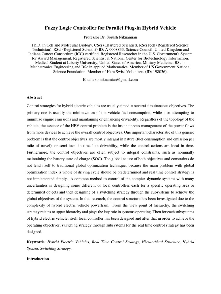 Fuzzy Logic Controller For Parallel Plug-In Hybrid Vehicle | Download ...