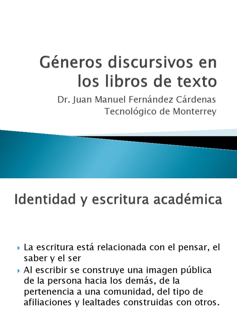 Generos Discursivos en Libros de Texto | Escritura | Sociedad