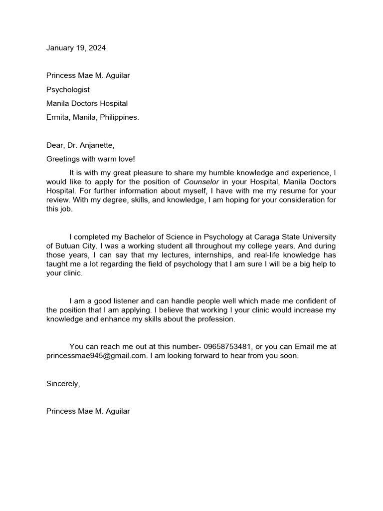 APPLICATION LETTER | PDF