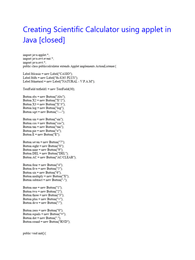 Creating Scientific Calculator Using Applet in Java | PDF | Computing ...