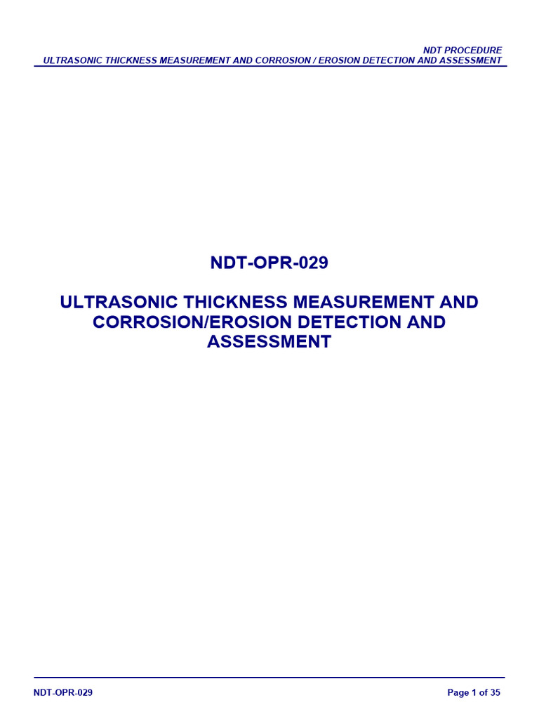 NDT-OPR-029-21 UT Thickness Corrosion Erosion | PDF | Nondestructive ...