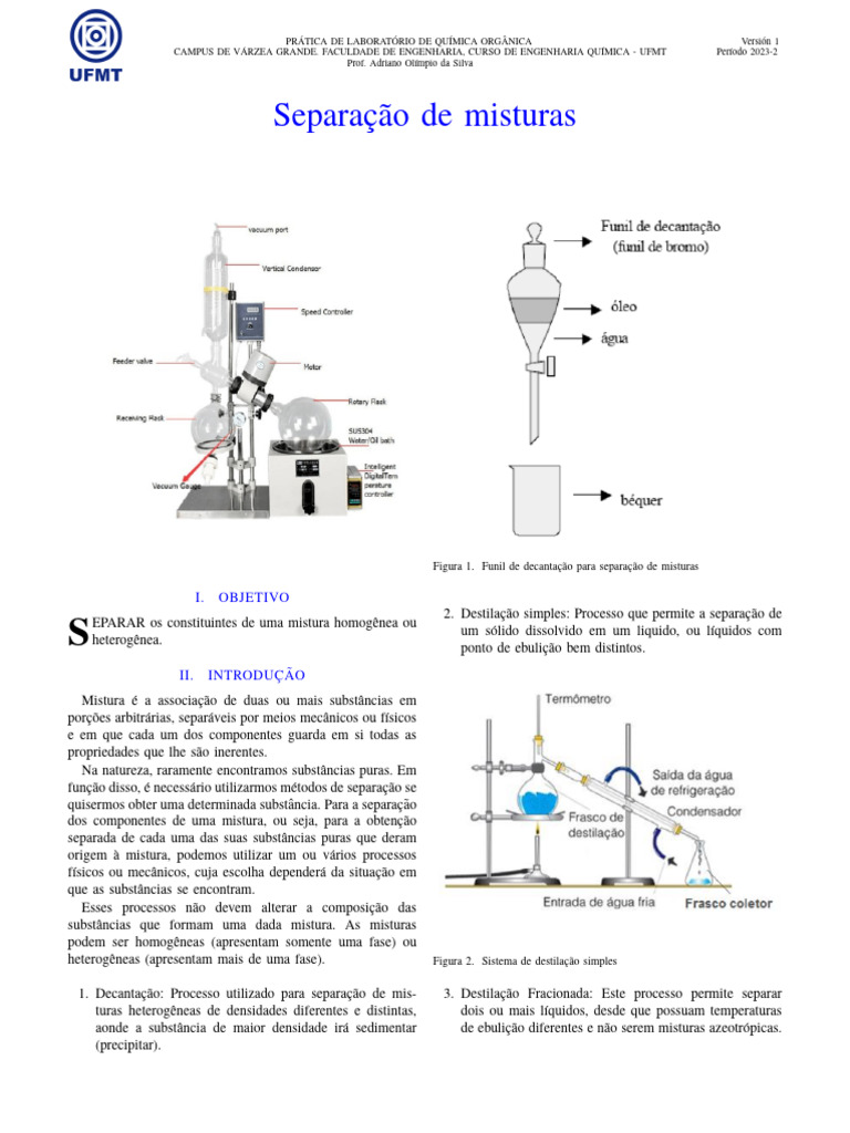 Prática 03 Separação de Misturas | PDF | Mistura | Substancias químicas