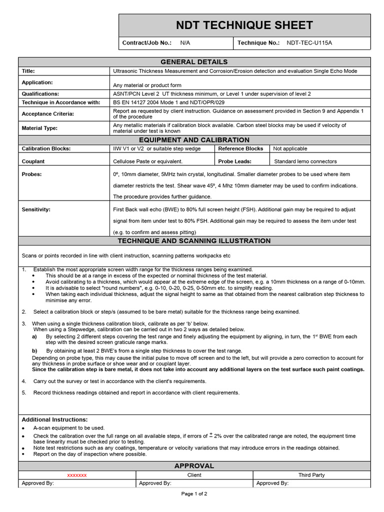 Ultrasonic Thickness Measurement Guide | PDF | Calibration ...