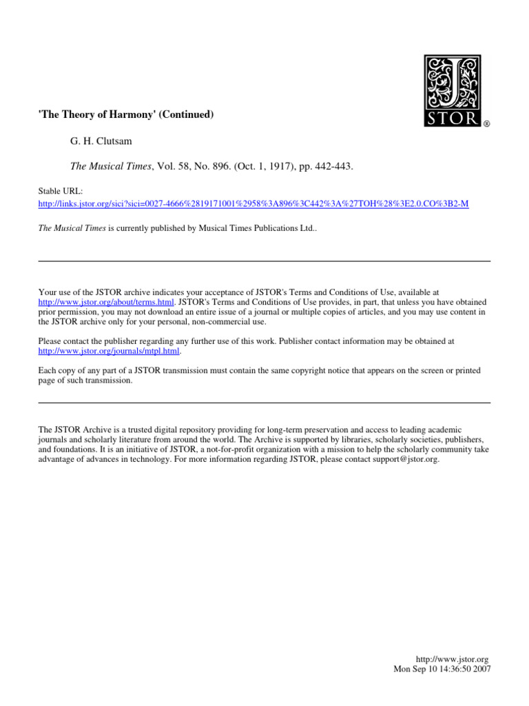 1917 - The Theory of Harmony | PDF | Harmony | Interval (Music)