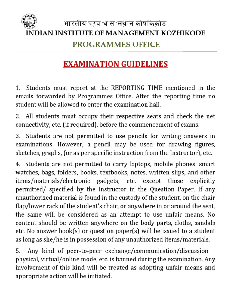 PGP Examination Guidelines | PDF